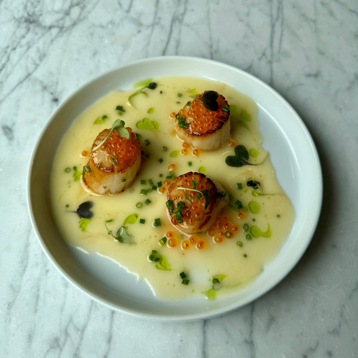 Seared Scallops with Roe Buerre Blanc – The Caviar Co.
