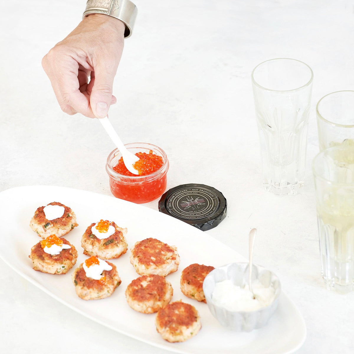 Salmon Cakes with Cucumber-Roe Sauce – The Caviar Co.